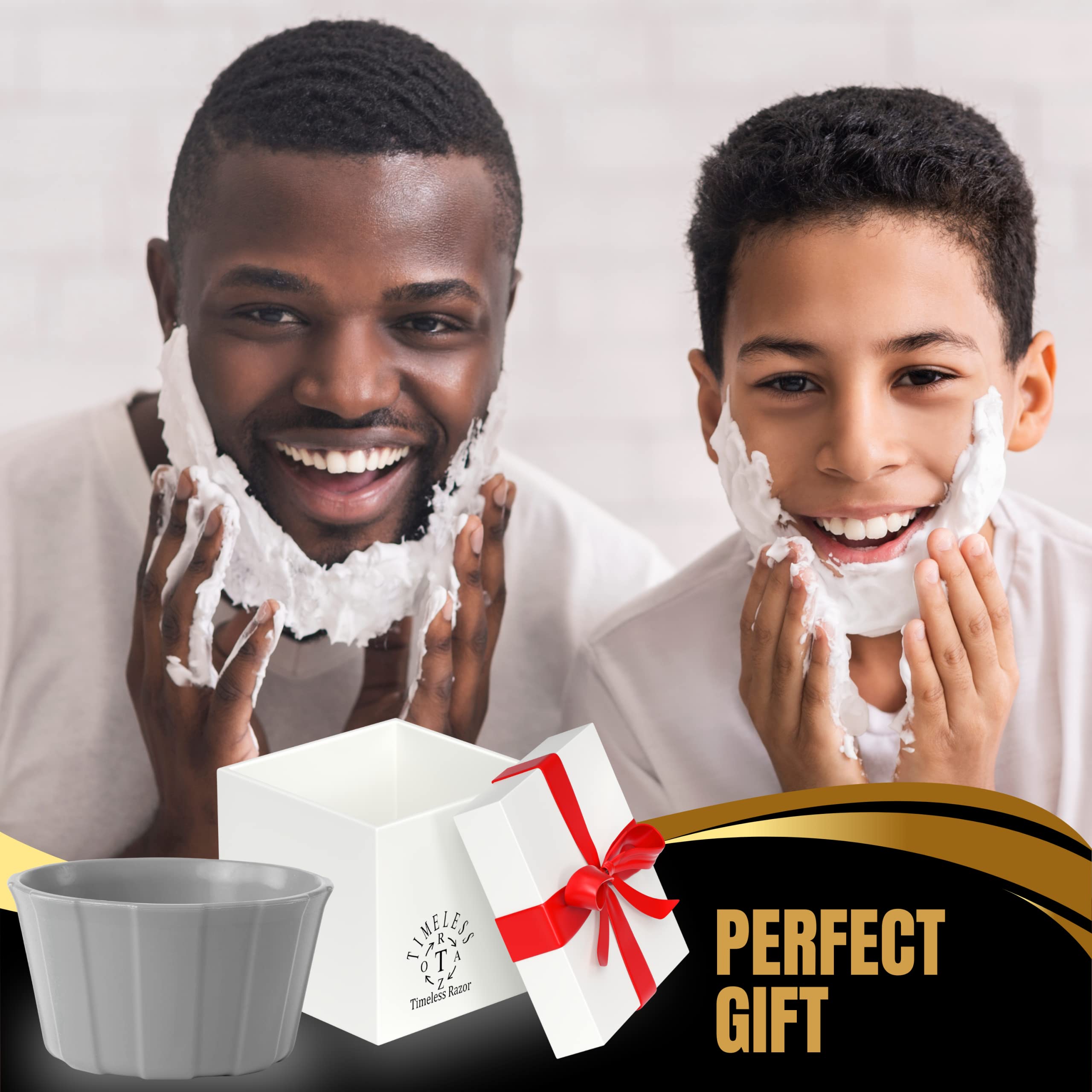 TIMELESS RAZOR Gray Shaving Bowl w/Ridges - Mixes Mens Shaving Cream & Shaving Soap - Durable & Holds Heat Longer - Whip a Quick, Rich & Thick Lather - USA Made