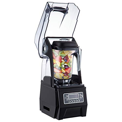 VEVOR 110V Commercial Smoothie Blenders 1.5L/50.7oz 1500W Countertop Silent Blender with Sound Shield, Quiet Blender Self-Cleaning, Includes Multifunctional 2-in-1 Wet Dry Blades, Black