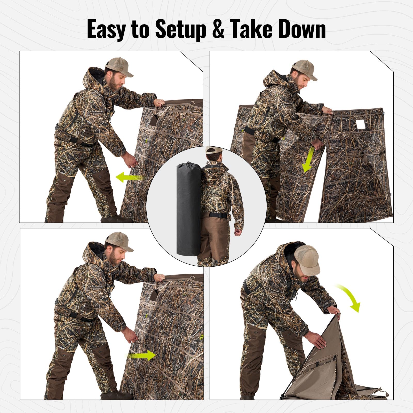 TIDEWE Hunting Blind Panel with Carrying Bag, 3-4 Person Pop-up Waterfowl Blinds, Resilient Field Duck Hunting Tent(Next Evos)