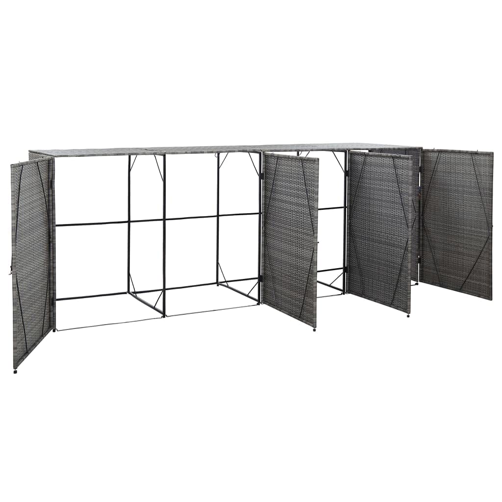 vidaXL Garbage Can Storage, Trash Can Enclosure, Garbage Can Shed, Single Wheelie Bin Storage for Outdoor Patio Yard Garden, Anthracite Poly Rattan