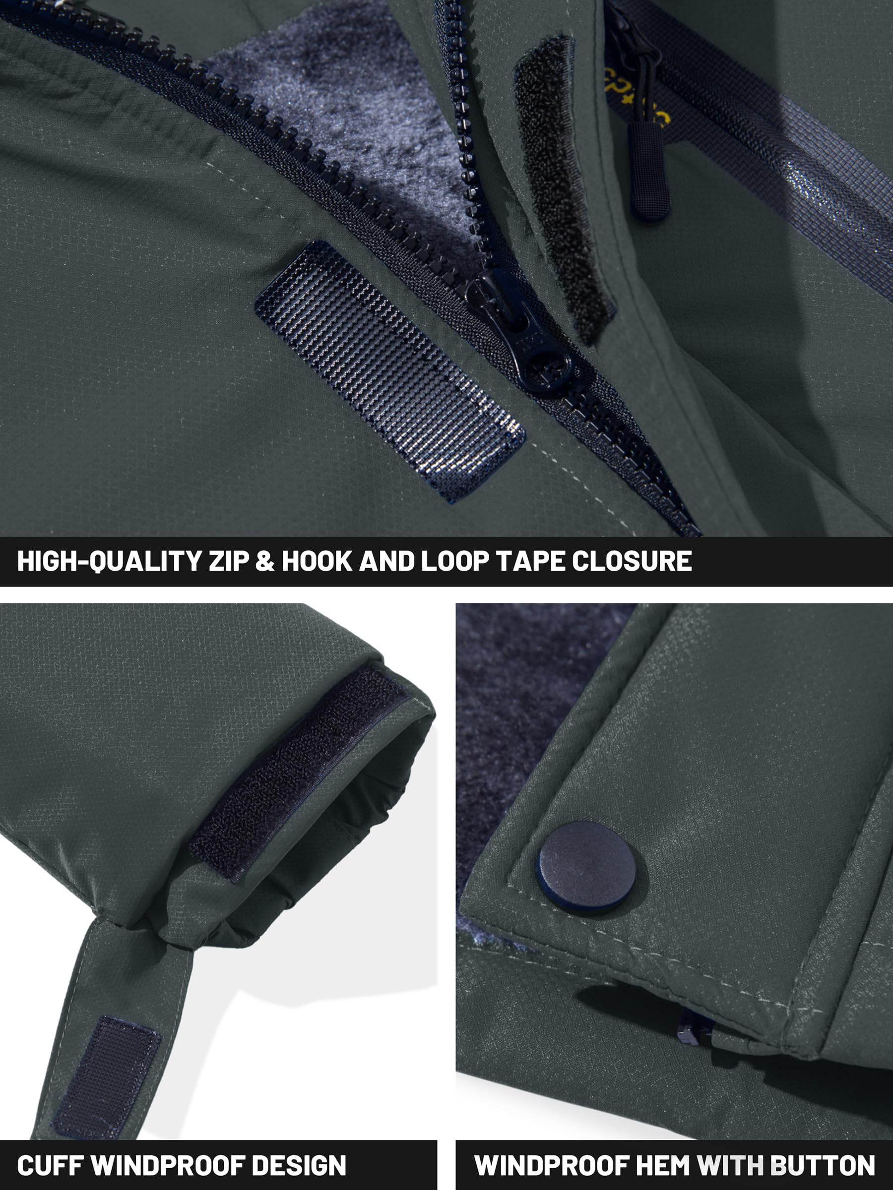 TACVASEN Rain Coat Mens Winter Warm Jacket Fleece Waterproof Jakcet Ski Snow Coats for Men Insulated Softshell Jacket