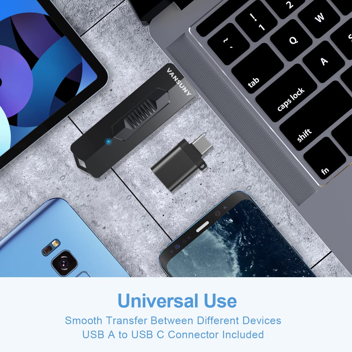 Vansuny 120GB Portable External SSD, USB 3.1 400MB/s High-Speed USB-C Mini Aluminum Portable External Solid State Drive for PC, Laptop, Phones and More (120GB, Black)