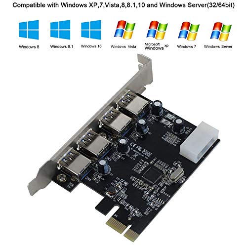USECL 4 Ports PCIe to USB 3.0 Expansion Card,USB 3.0 Express Card Desktop Compatible Windows XP/7/8/10, Superspeed 5.0Gbps Controller Card Conversion Adapter Module Board with Power Port 。