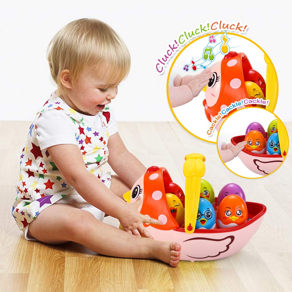 Vatos Baby Easter Egg Toy, Toddler Easter Basket for 1 2 3 4 5 Year Old Boys & Girls | Musical Easter Eggs with Colorful Changing Lights| Musical Easter Eggs for Babies