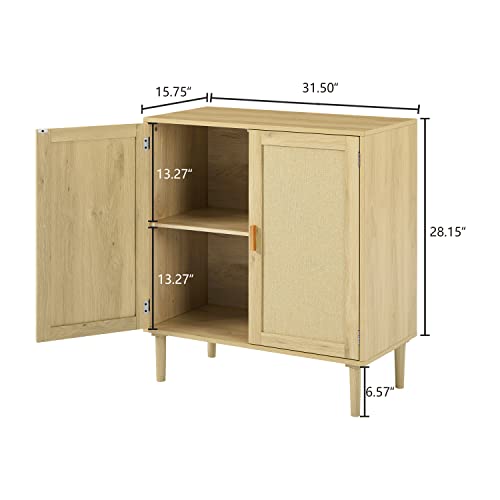 Tiophome Sideboard Buffet Cabinet Kitchen Storage with Shelf and Fabric Covered Panels, Mid-Century 2-Door Accent Chest, Liquor Cabinet for Bar Hallway, Cupboard Console Table 31.5X 15.8X 34.6 Inches
