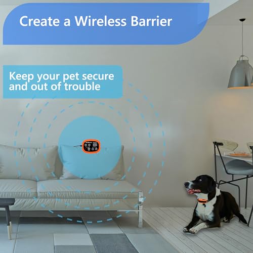 UltraCrab Indoor Pet Barrier for Dogs,Wireless Indoor Electric Fence,Pet Gate, Keeps Areas Off Limits,Dog Home Proofing, Waterproof/Rechargeable/Beep/Static Training Collar,Orange Kit