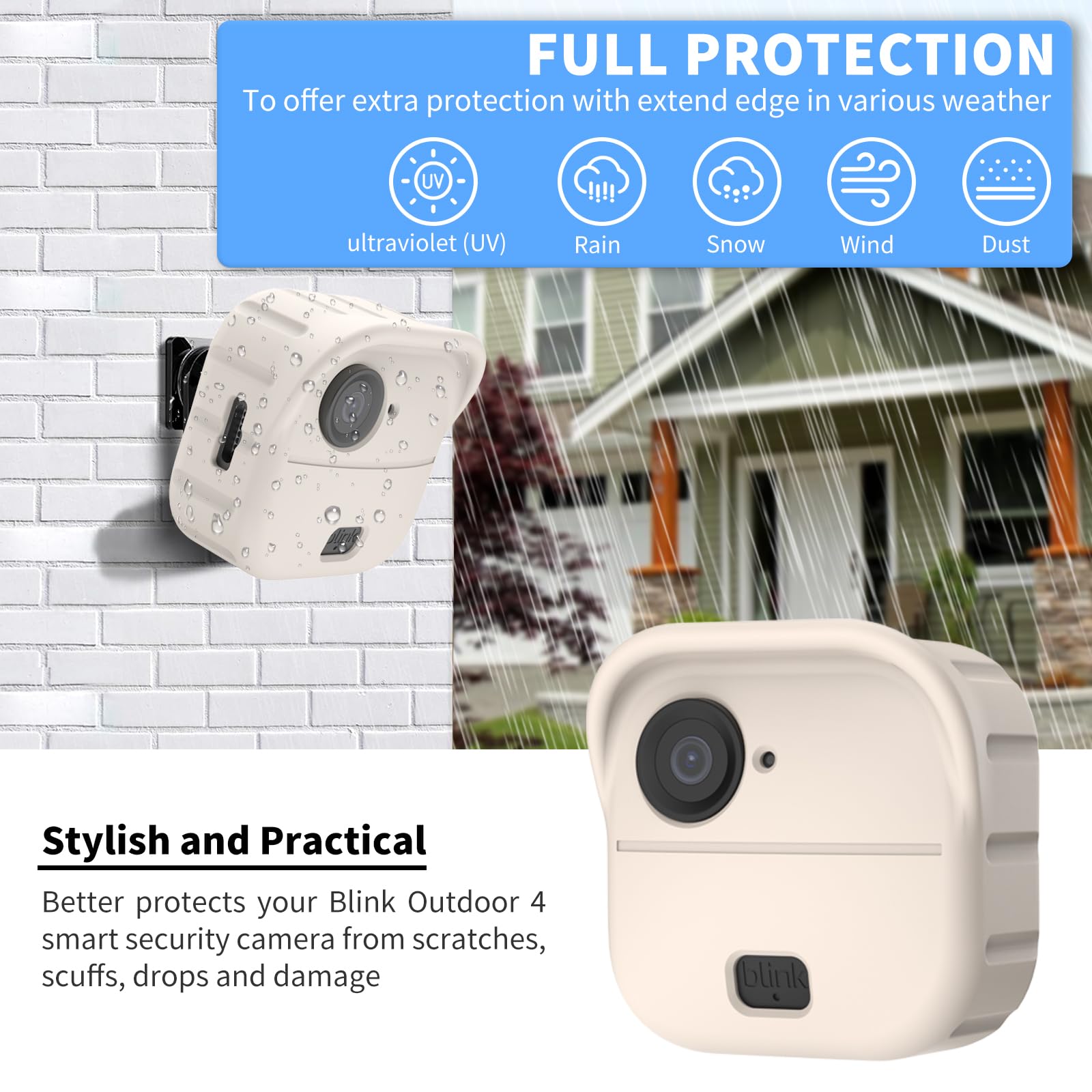 WOFRO 3Pack Silicone Protective Case for Blink Outdoor 4 (4th Gen), Silicone Skin Cover for All-New Blink Outdoor 4 Smart Security Camera Accessories with Sync Module 2 Wall Mount (Off white)