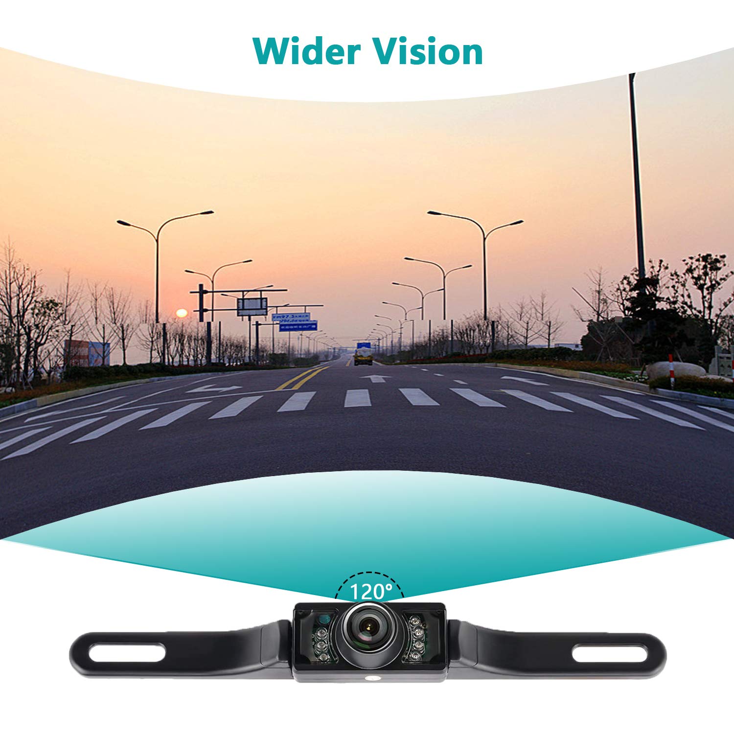 Vehicle License Plate Backup Camera - Car Rear View Camera,REOTECH Automotive Backing Camera 120° View Angle Waterproof 7 LED Night Vision Reversing Camera for Trucks/SUV/RV/Pickup/Vans
