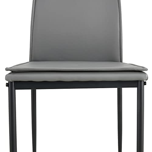 Taikonaut Dining Chairs in PU Leather, Modern Metal Chairs for Kitchen and Living Room, Modern Kitchen Chairs Without arms, Metal Legs, Set of 4, Grey