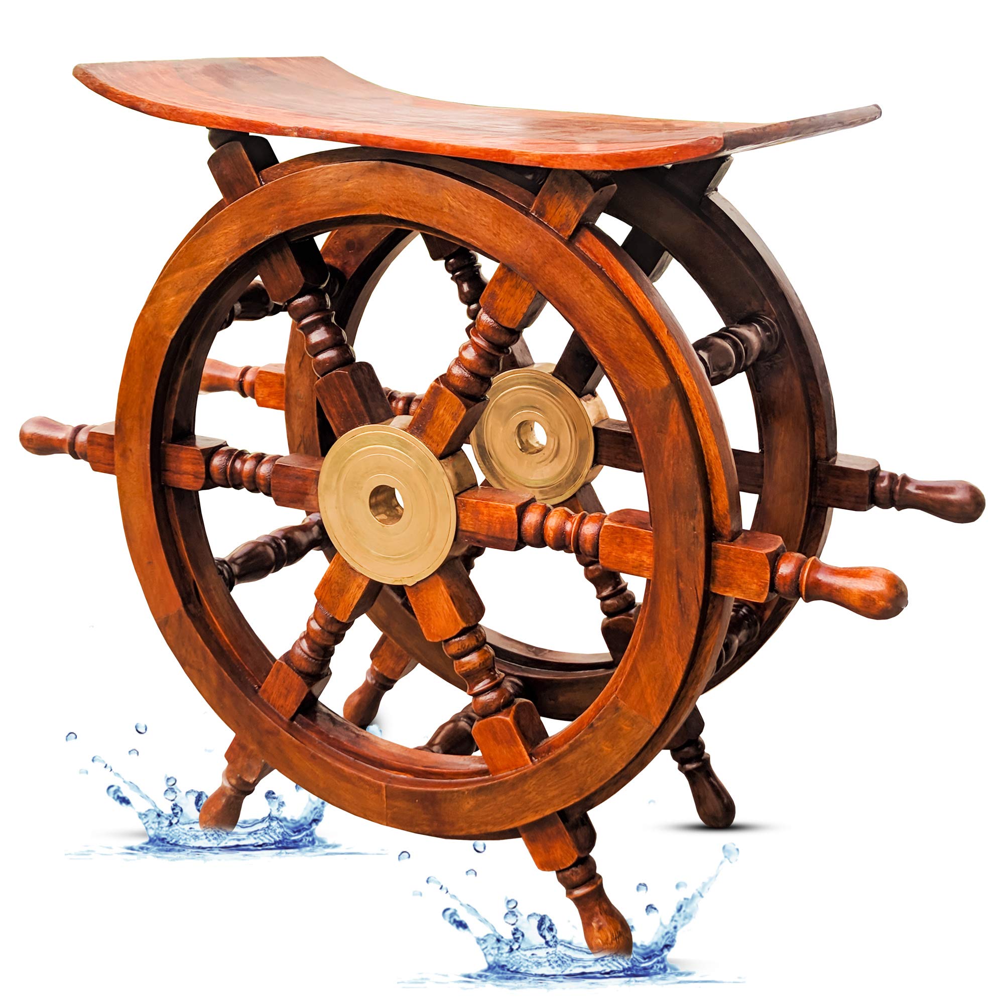 Wooden Ship Wheel Table 24'' inch Handmade Pirate Ship Wheel Coffee Table, Home Decor, Collectible, Vintage Table, for Office, Hotel, Dining Room/Living Room Decoration Furniture