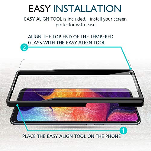 TOCOL 3 Pack Compatible with Samsung Galaxy A50, A30 Screen Protector Tempered Glass HD Clarity Touch Accurate 9H Hardness with Easy Installation Tray