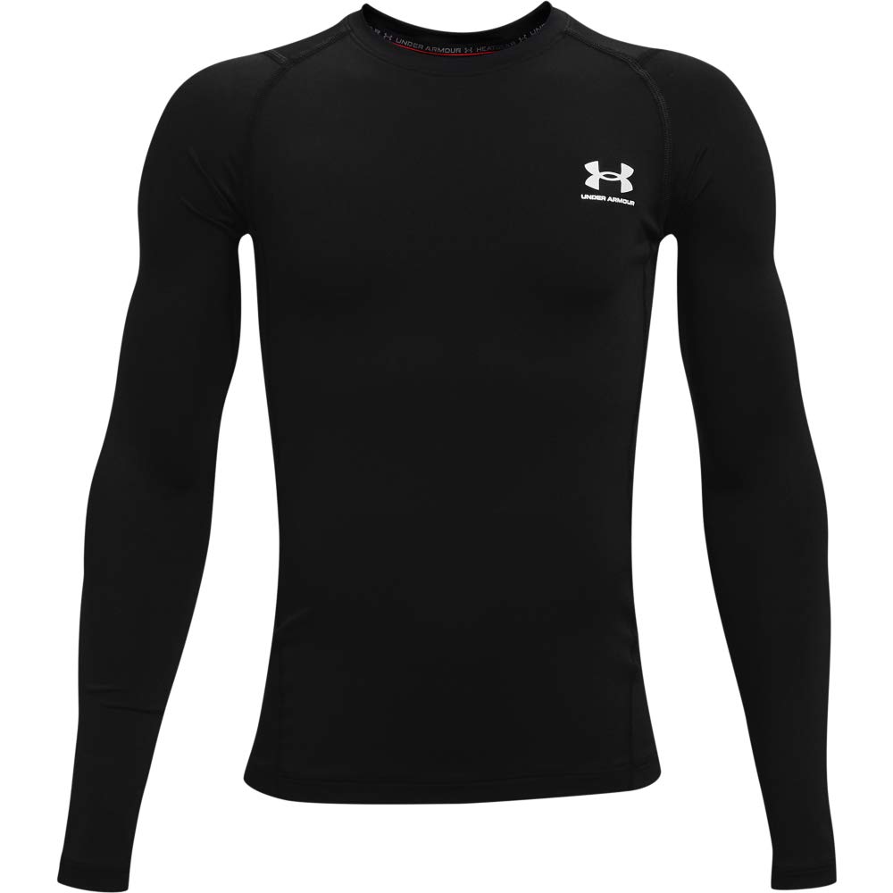 Under Armour Boys' HeatGear Armour Long-Sleeve T-Shirt , Black (001)/Pitch Gray , X-Small