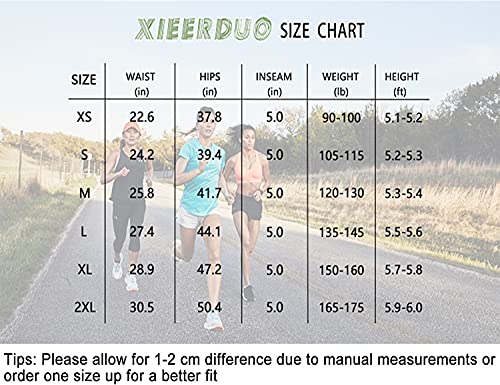 XIEERDUO Women's 5'' Athletic Running Shorts with Mesh Liner Zipper Pockets Gym Workout Training Quick Dry Black XS