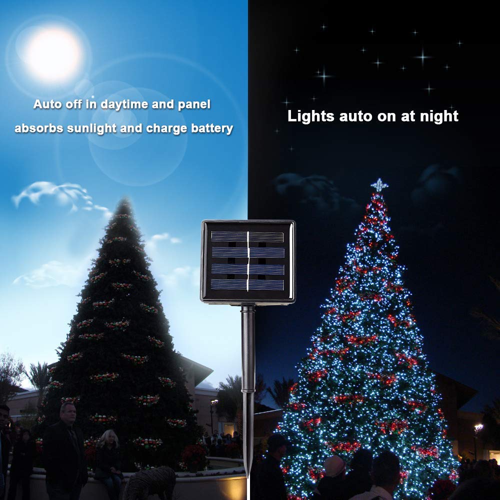 Toodour Solar String Lights, 2 Packs 72ft 200 LED 8 Modes Solar Fairy Lights, Waterproof Outdoor String Lights, Copper Wire Fairy Lights for Garden, Party, Wedding, Holiday Decorations (White)