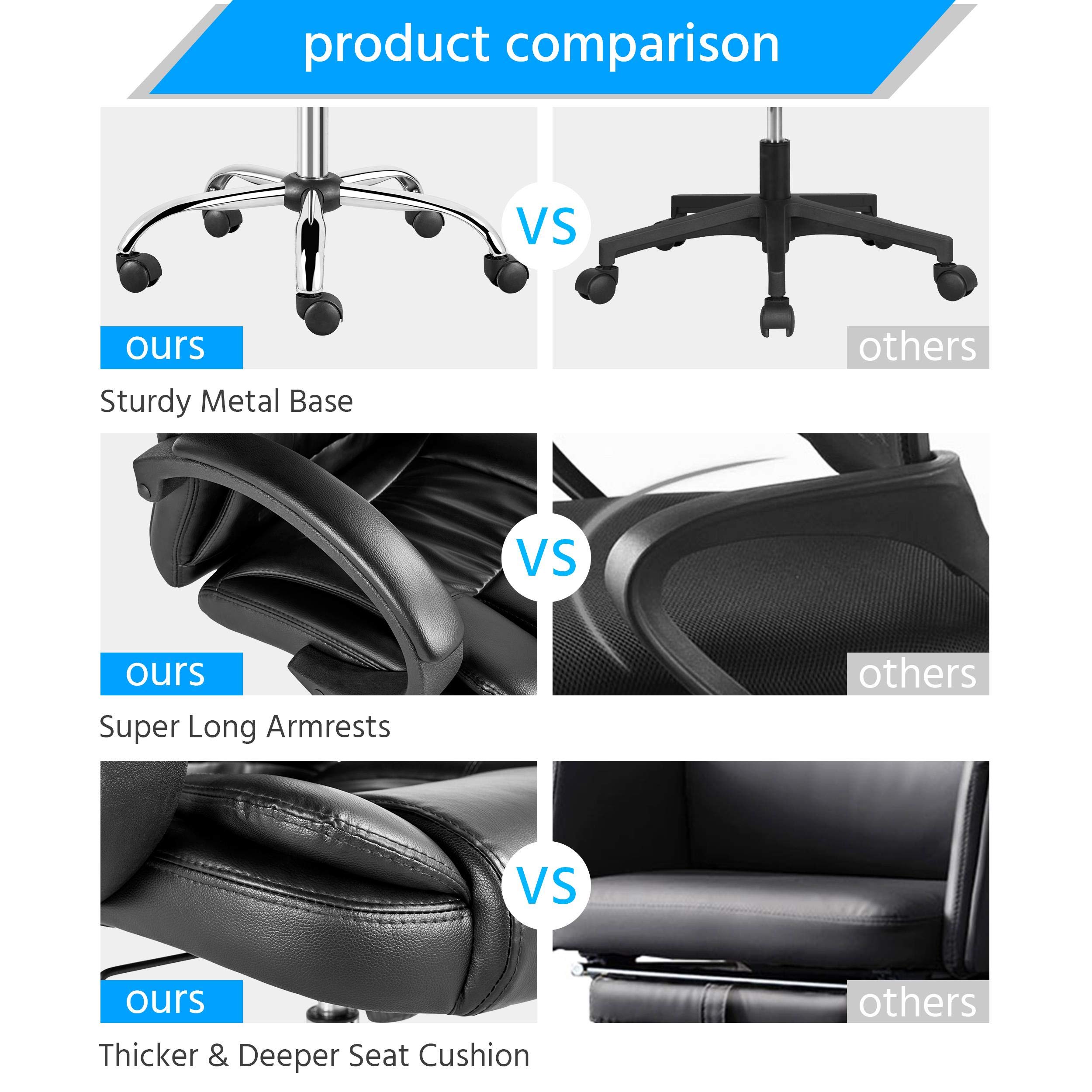 Yaheetech High Back Office Desk Chair PU Leather Executive Computer Chair Swivel Conference Task Chair with Thick Seat & Lumbar Support