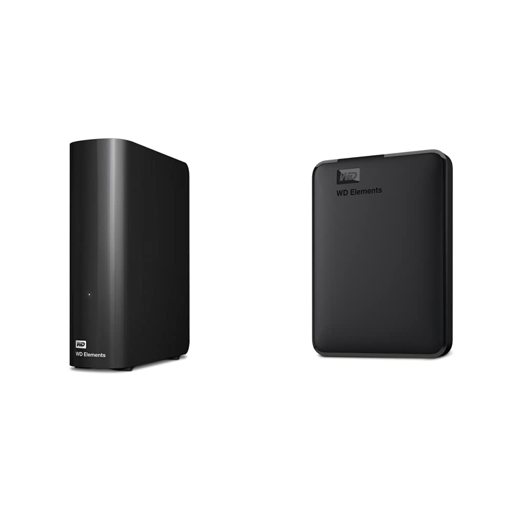 Western Digital 10TB Elements Desktop Hard Drive - USB 3.0 - WDBWLG0100HBK-NESN Bundle with WD 5TB Elements Portable External Hard Drive, USB 3.0 - WDBU6Y0050BBK-WESN