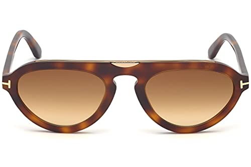 Tom Ford Milo-02 TF 737 53F Havana Plastic Pilot Sunglasses Brown Gradient Lens