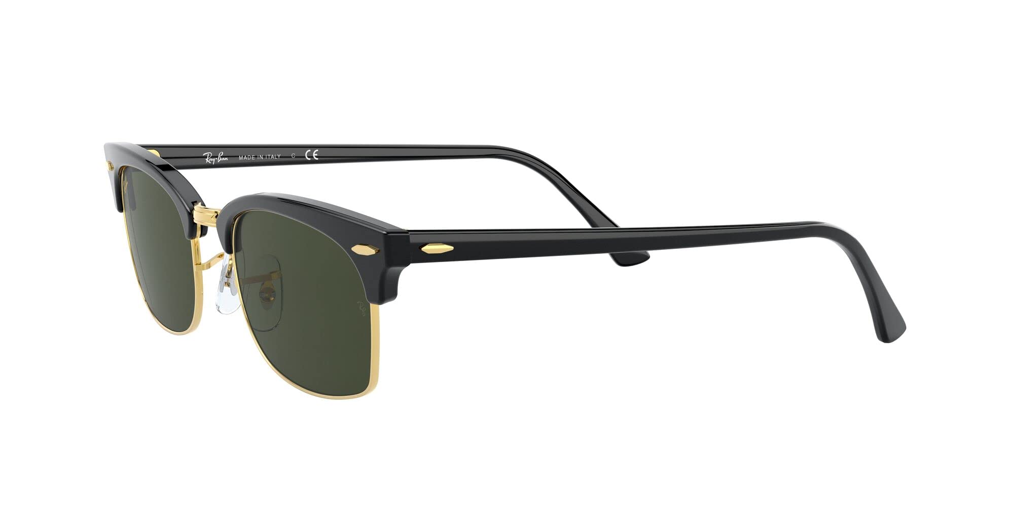 Ray-Ban RB3916F Clubmaster Square Low Bridge Fit Sunglasses, Black/G-15 Green Polarized, 55 mm
