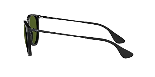 Ray-Ban RB4171 Erika Round Sunglasses, Black/Polarized Green, 54 mm