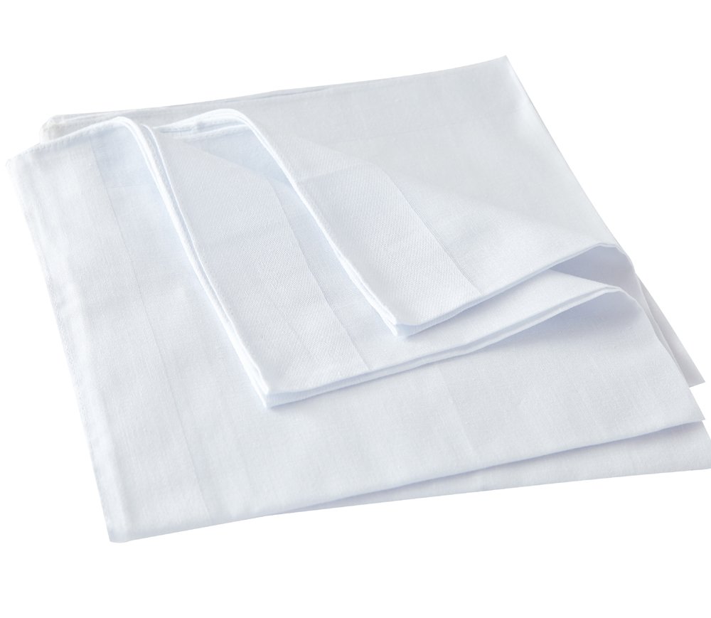 RDS HANKYTEX Men's Handkerchiefs,100% Soft Cotton,White Hankie Pack of 12 Pieces