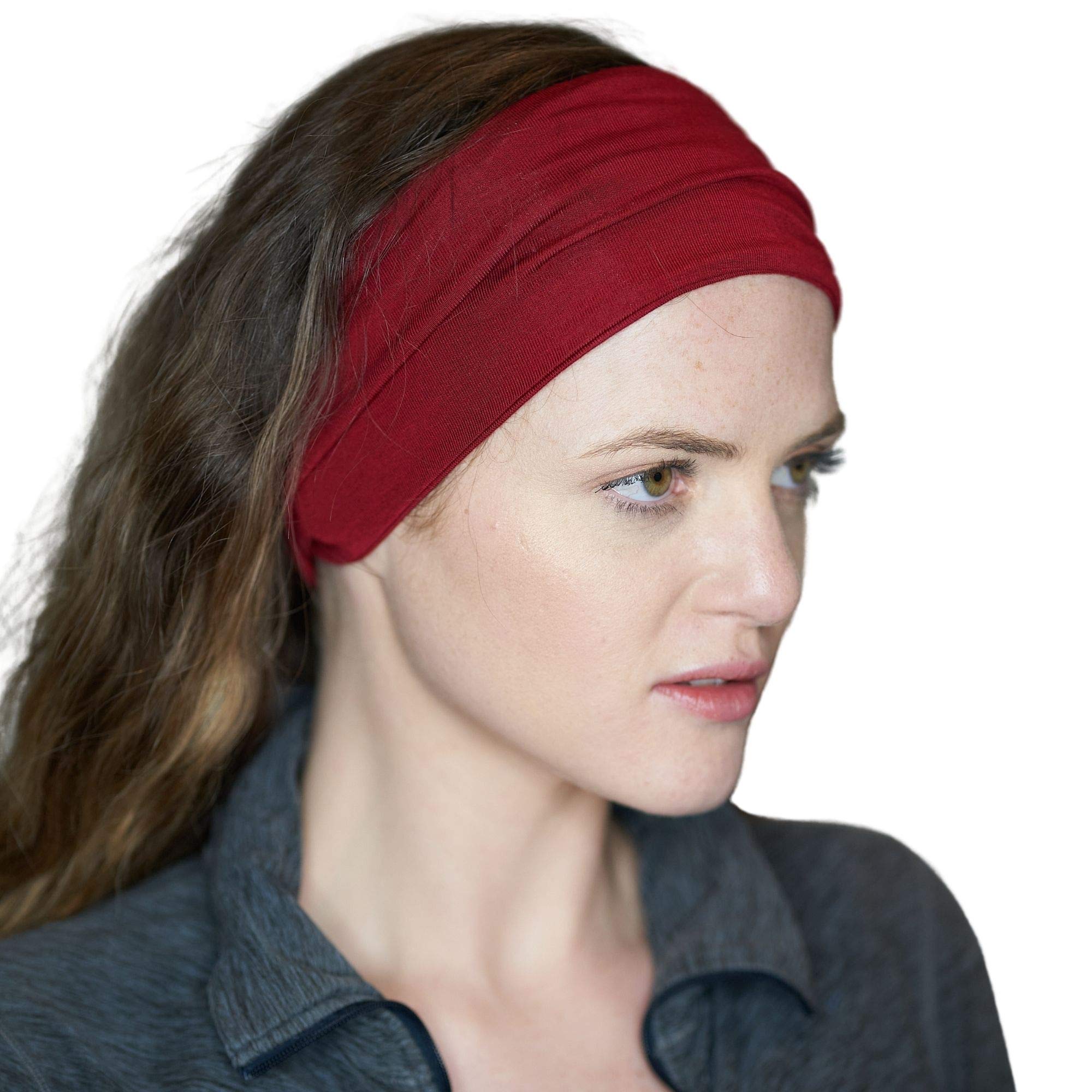 Red Dust Active Boho Yoga Headband - Emerald Moisture Wicking Sweatband for Sports, Running, Gym Workouts, Exercising and Travel - Stretchy, Stylish & Versatile Head Wrap.