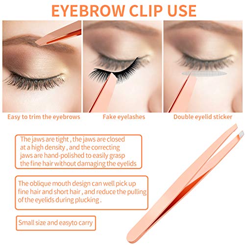 Yiwoo 5 Pieces Eyelash Applicator Tool,False Eyelashes Applicator,Eyelashes Tool,Eyelashes Curlers,Curved Eyelash Curler(Rose Gold)