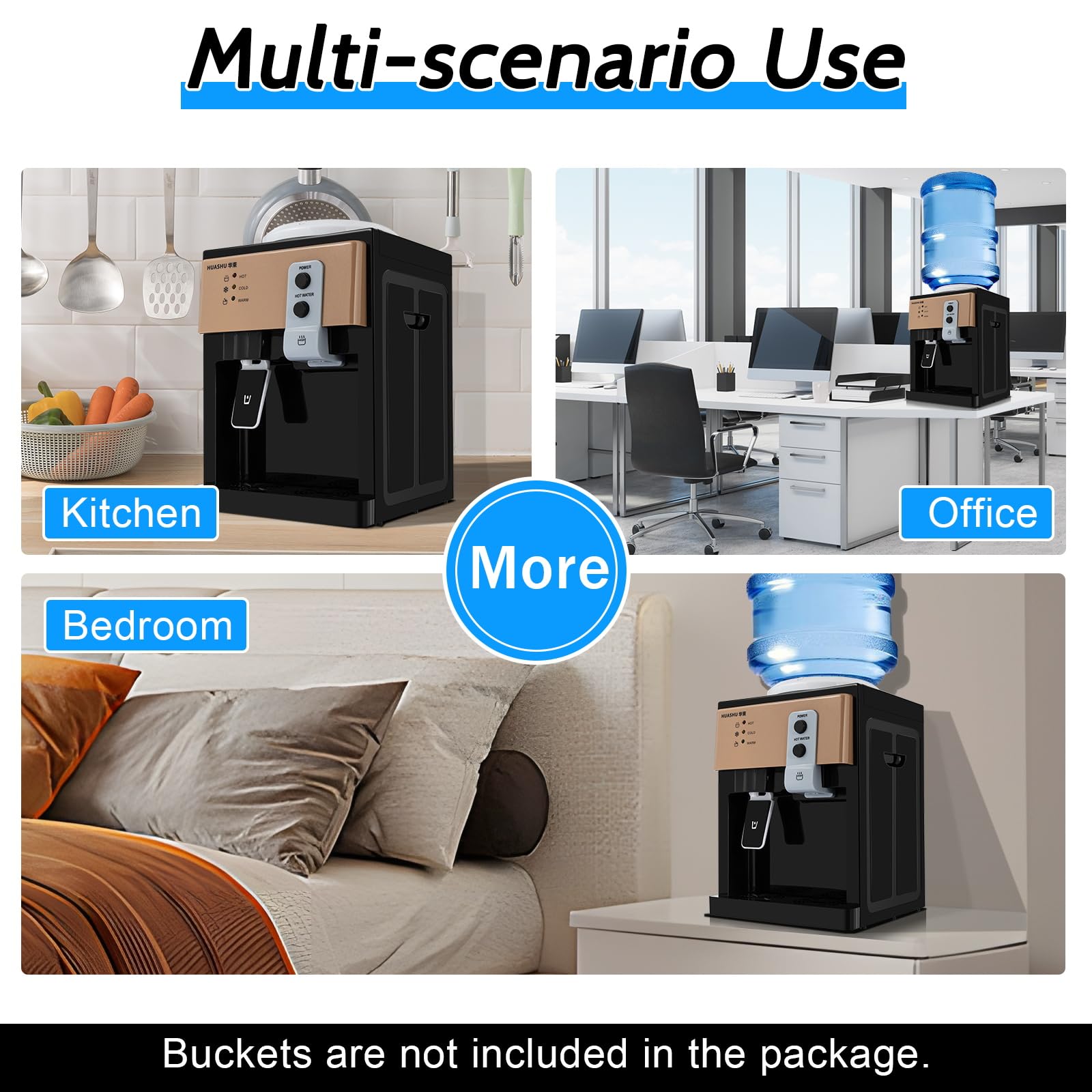 Top Loading Cooler Dispenser-Water Dispenser for 5 Gallon Bottle Desktop Electric Hot and Cold Dispenser, 3 Temperature Settings Boiling Water, Normal Ice Water(46-59℉) for 1 to 5 Gallon Bottles