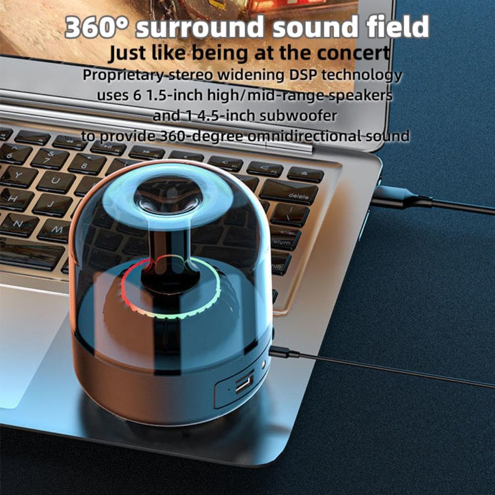 Transparent Wireless Bluetooth Speaker, Stylish Appearance - The Paper - Excellent Sound Quality, 5 Lighting Themes, Supports AUX Playback and Plug-in Card, Suitable for Home, Karaoke, Office(Black)