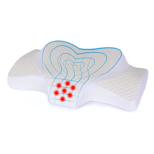 Topmener Pillow Contour Bed Pillow for Neck & Shoulder Pain Perfect for Side, Back, Stomach Sleeper 20*15*4.5