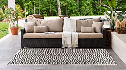 Unique Loom Outdoor Collection Area Rug - Costa Rica (7' 1' x 10' Rectangle, Charcoal Gray/ Ivory)