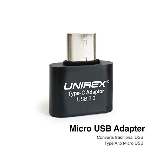 Unirex Swing USB 2.0 Flash Drive with Micro USB & USB-C Adapter (16GB 2 Pack Black and White)