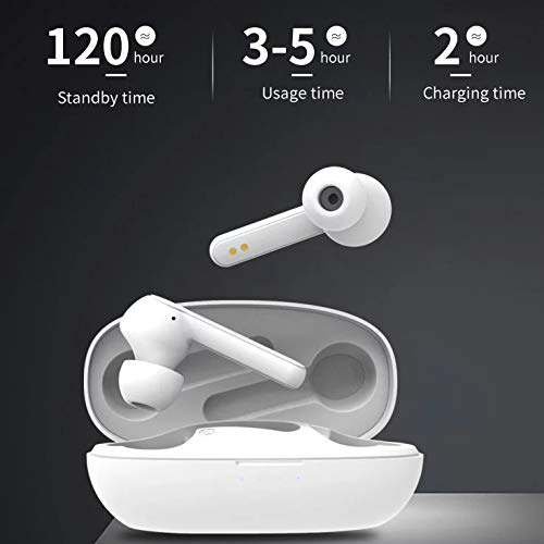 Wireless Bluetooth Earbuds, Headphone USB Charging CVC8.0 Noise Cancelling Earphones, Ergonomic Waterproof Bluetooth 5.0 TWS Stereo Headset with Charging Case White,INNOVATECSYS