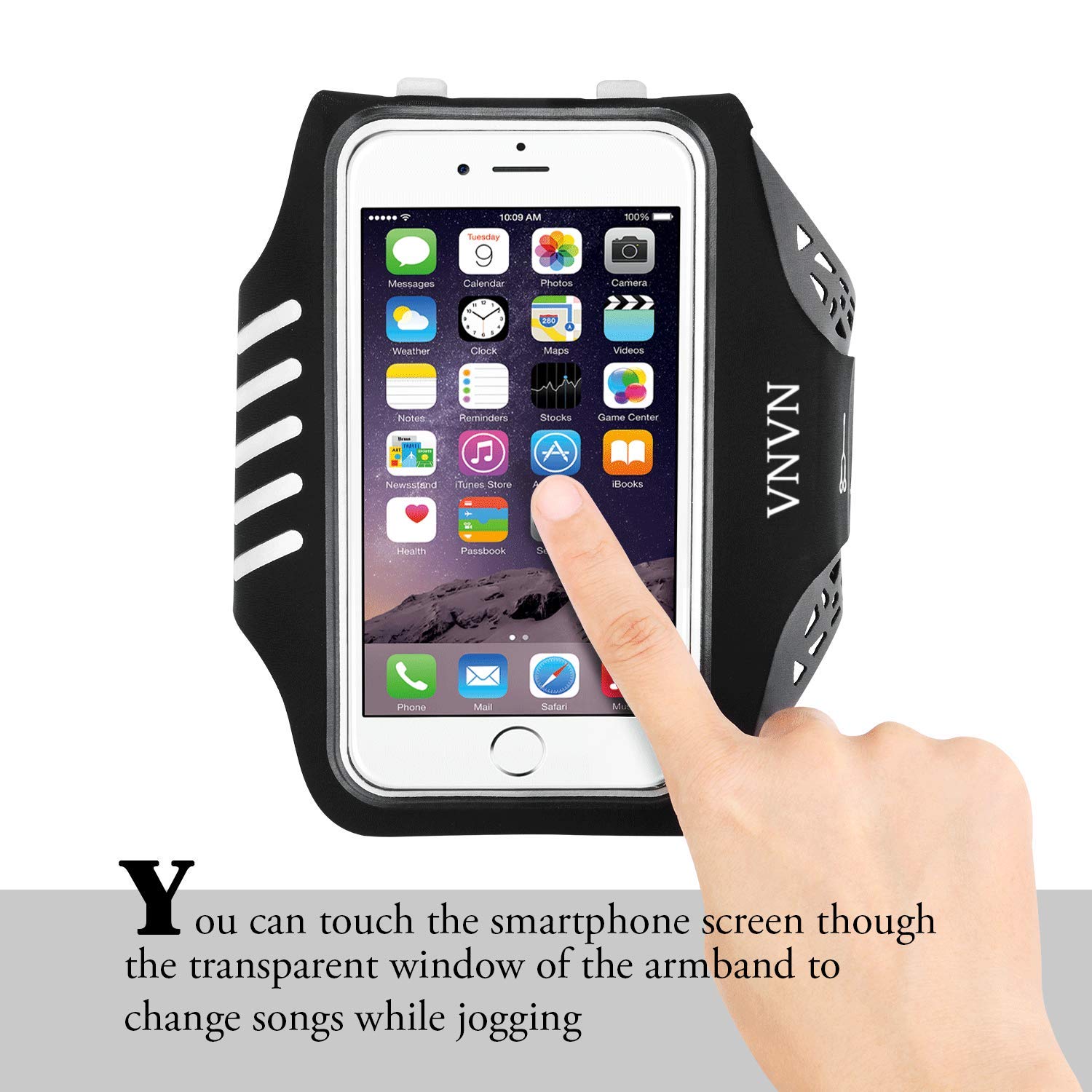 VNVN Water Resistant Sports Armband Arm Case Holder Compatible-iPhone11/Pro/Max,Xs/Max/Xr,8/7/6/Plus(Support face ID),Galaxy S20/S10/S9/S8/,Note10/9/8/ Bundle-Adjustable Reflective Velcro Workout Band
