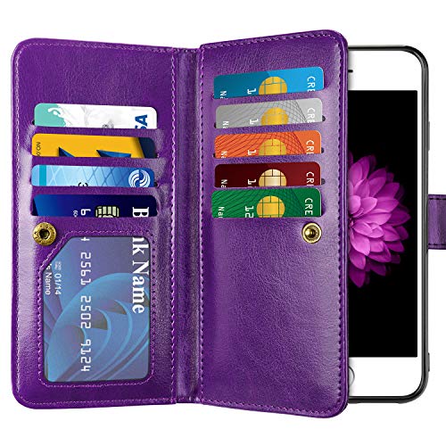 Vofolen Case for iPhone XR Case Wallet Leather PU Flip Cover Folio Detachable Magnetic Slim Shell Dual Layer Heavy Duty Protective Bumper Armor Wristband Card Holder for iPhone XR 10R Flower Mandala