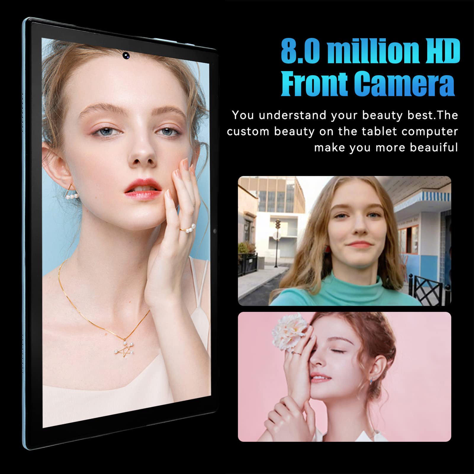 Yoidesu 10.1 Inch Tablet for Android 12, Octa Core CPU, 8GB RAM 256GB ROM 7000mAh, BT5.0, 1080 FHD, Gravity Sensing, GPS, Glonass, Front 800W, Rear 1600W Camera, 5 Point Touch, Sky Blue