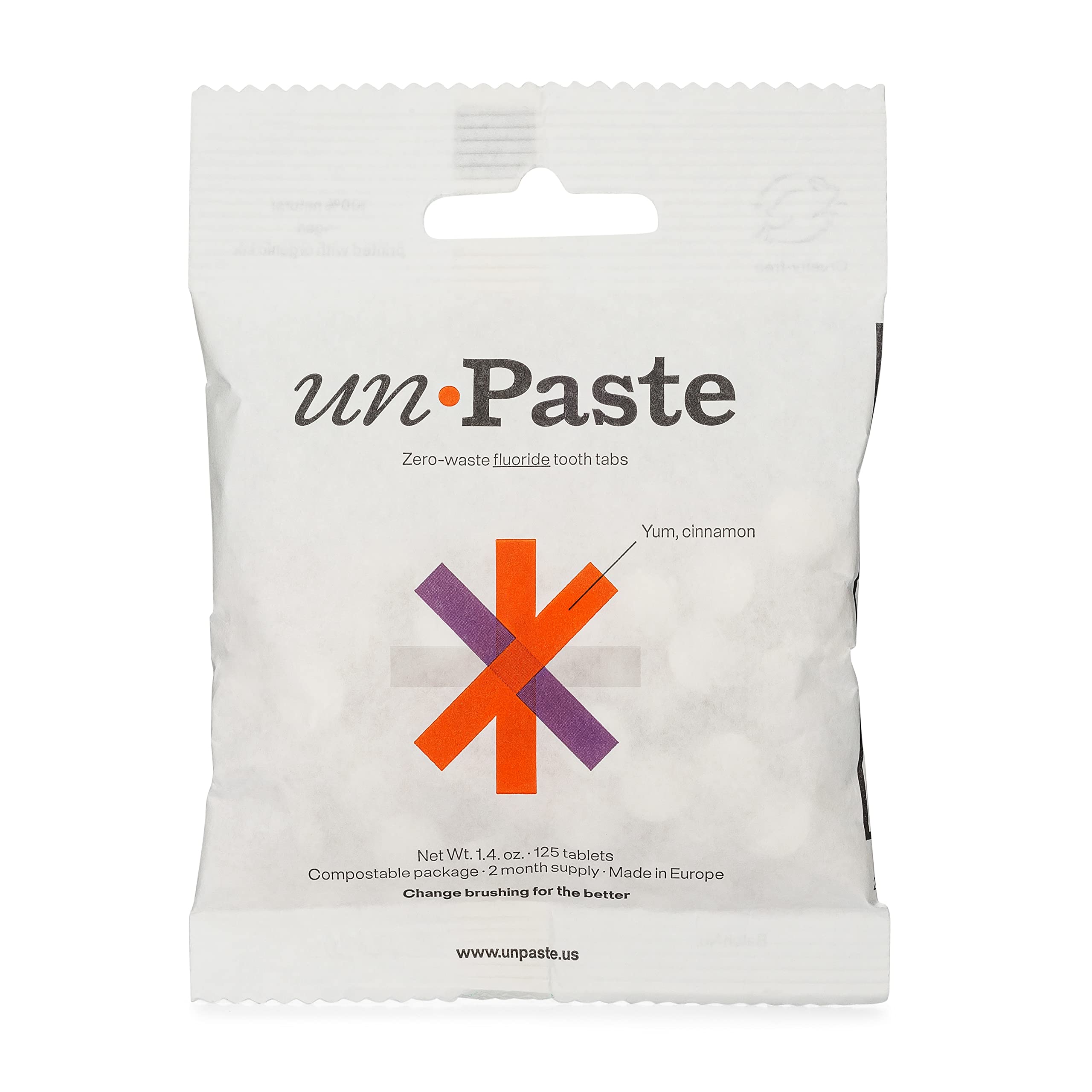 Unpaste Tooth Tablets Mint with Fluoride, Gluten Free, Vegan, Eco Friendly, Camping, Plastic Free, Travel Toothpaste Tabs, 125 Tablets, 2 Month Supply