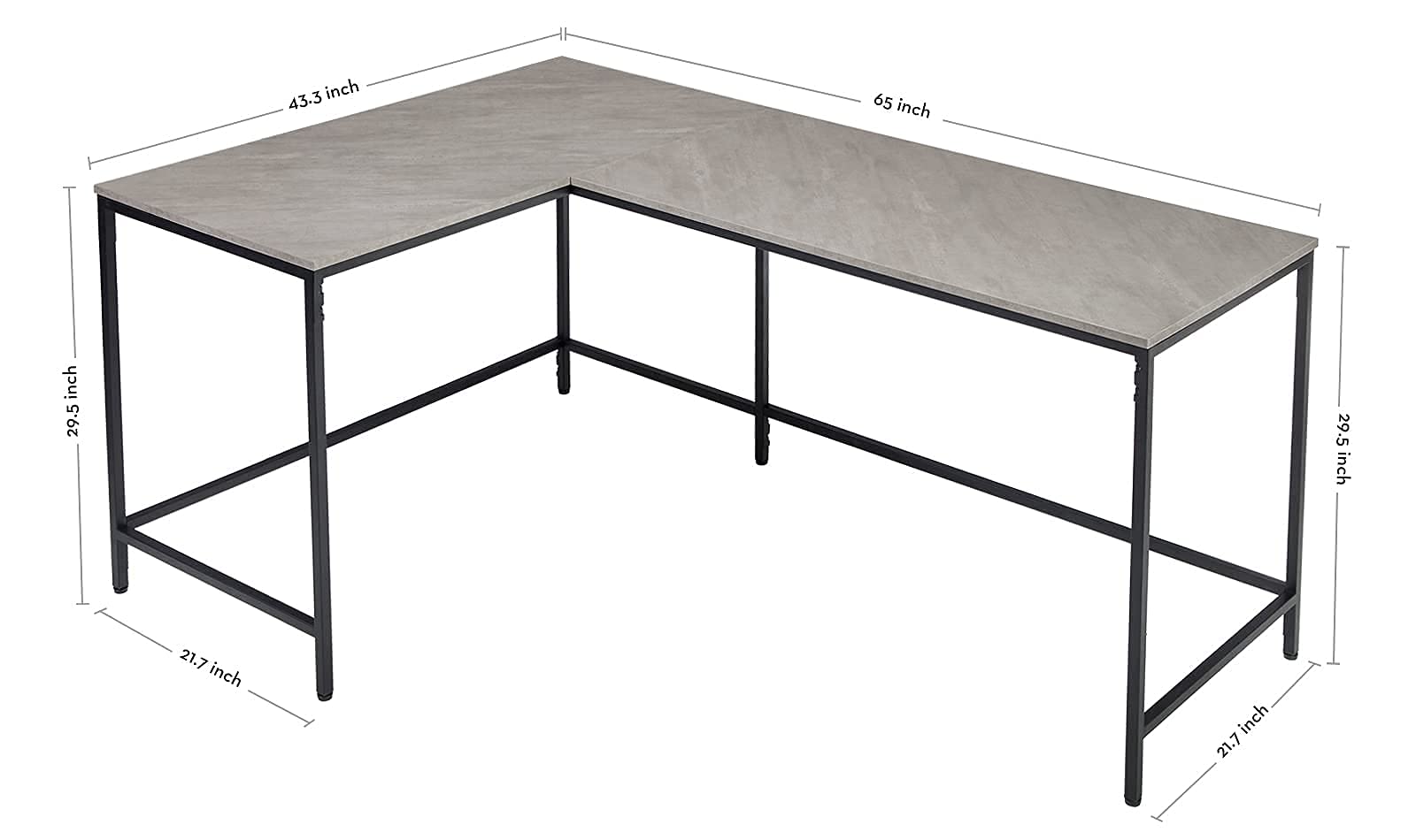 WOHOMO L Shaped Home Office Desk, Quick Lock Large Computer Corner Desk for Home Office Modern Simple Study Writing Table Desk Easy Assembly, Gray Marble