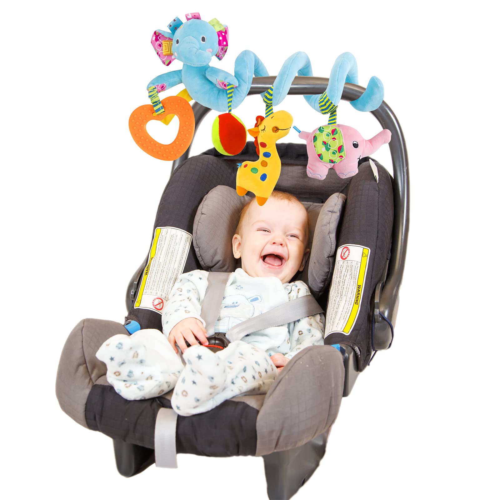 VX-star Baby Pram Crib Ornament Hangings Blue Cute Little Elephant Shape Design Spiral Plush Toys Stroller and Travel Activity Toy