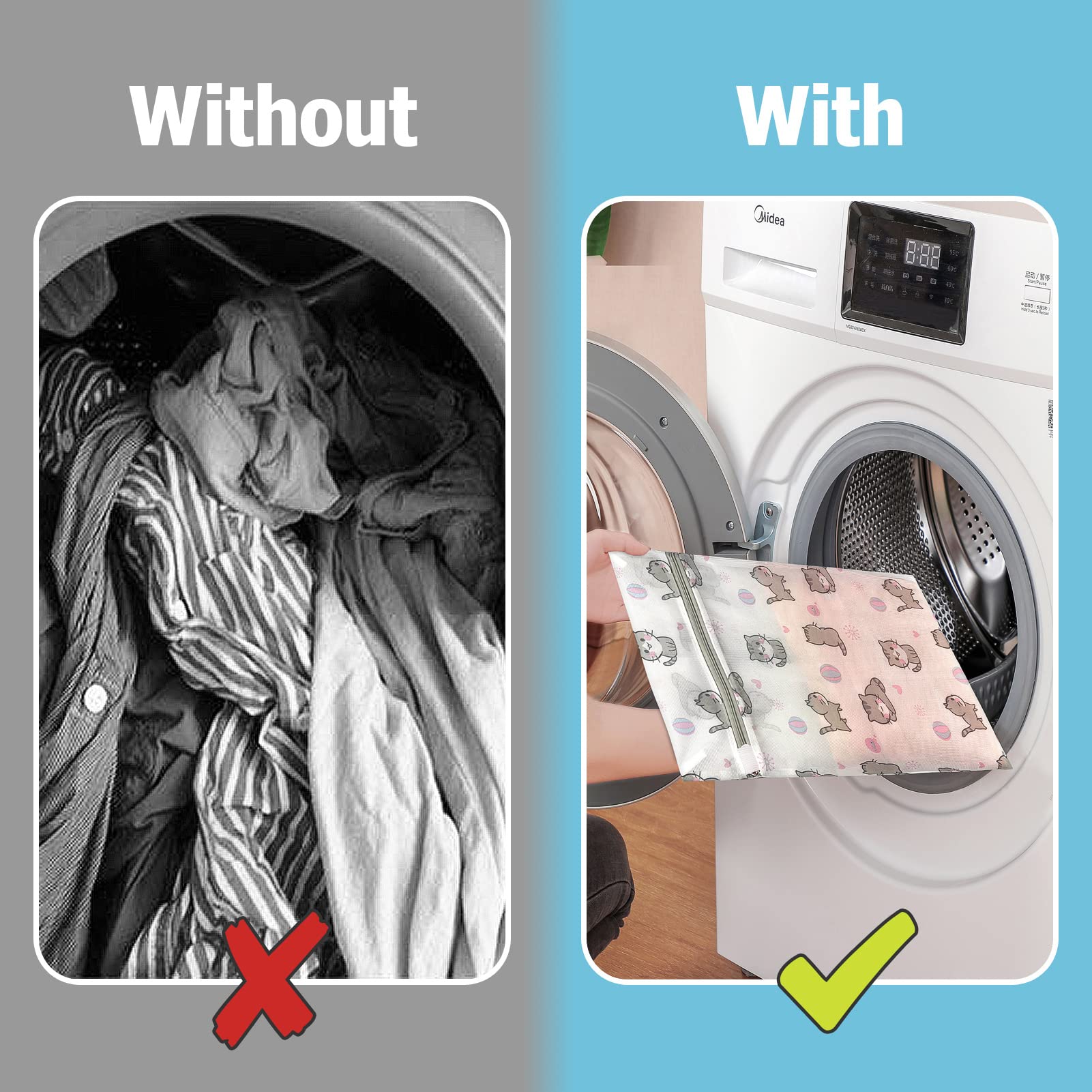 YUNHEGONG 5 Set Mesh Laundry Bags for Delicates + 3 Pcs Bra Washing Bags for Laundry