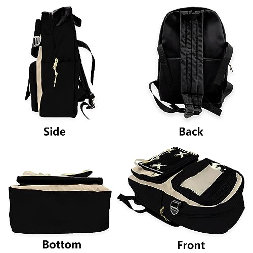 ZAKOVI Kawaii Backpack with 4 Anime Pins Accessories 1 Luggage Tag, Cute Bookbag Aesthetic Backpack
