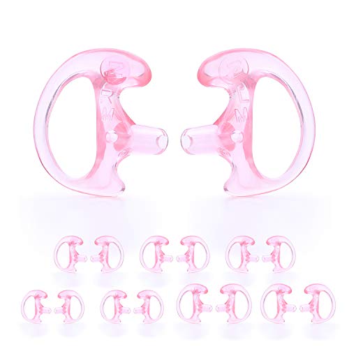 Zeadio [8 Pair] Radio Earpiece, Earmould Earbud Earplug Replacement for Two-Way Radio Coil Tube Audio Kits - Pink
