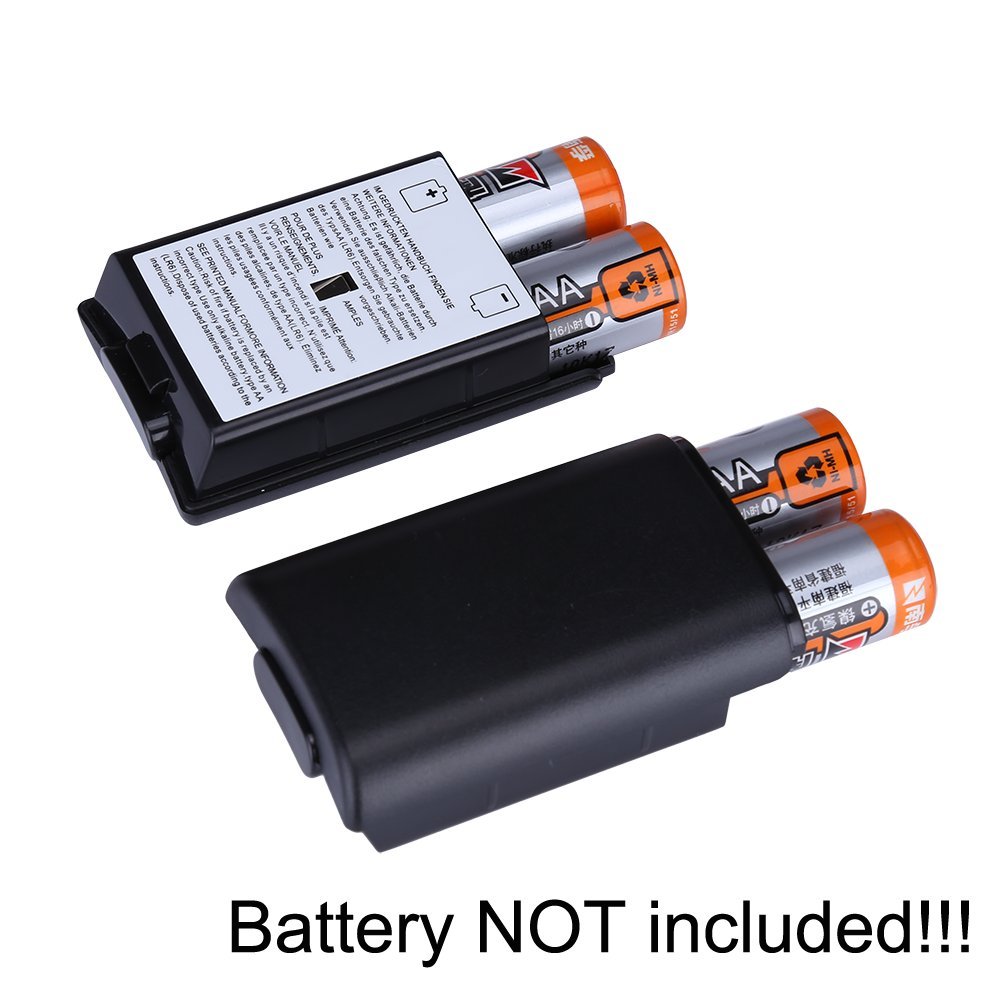 Trenro 2X Black Battery Pack Cover Shell Case Kit for Xbox 360 Wireless Controller (Black)