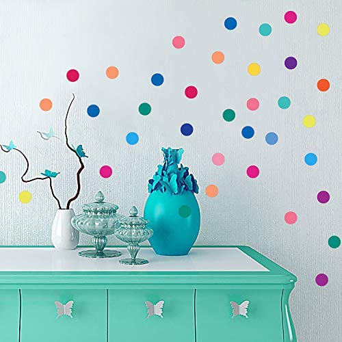Wall Stickers for Bedroom Living Room, Polka Dot Wall Decals for Kids Boys and Girls, Multicolor 2inch (140 Circles)