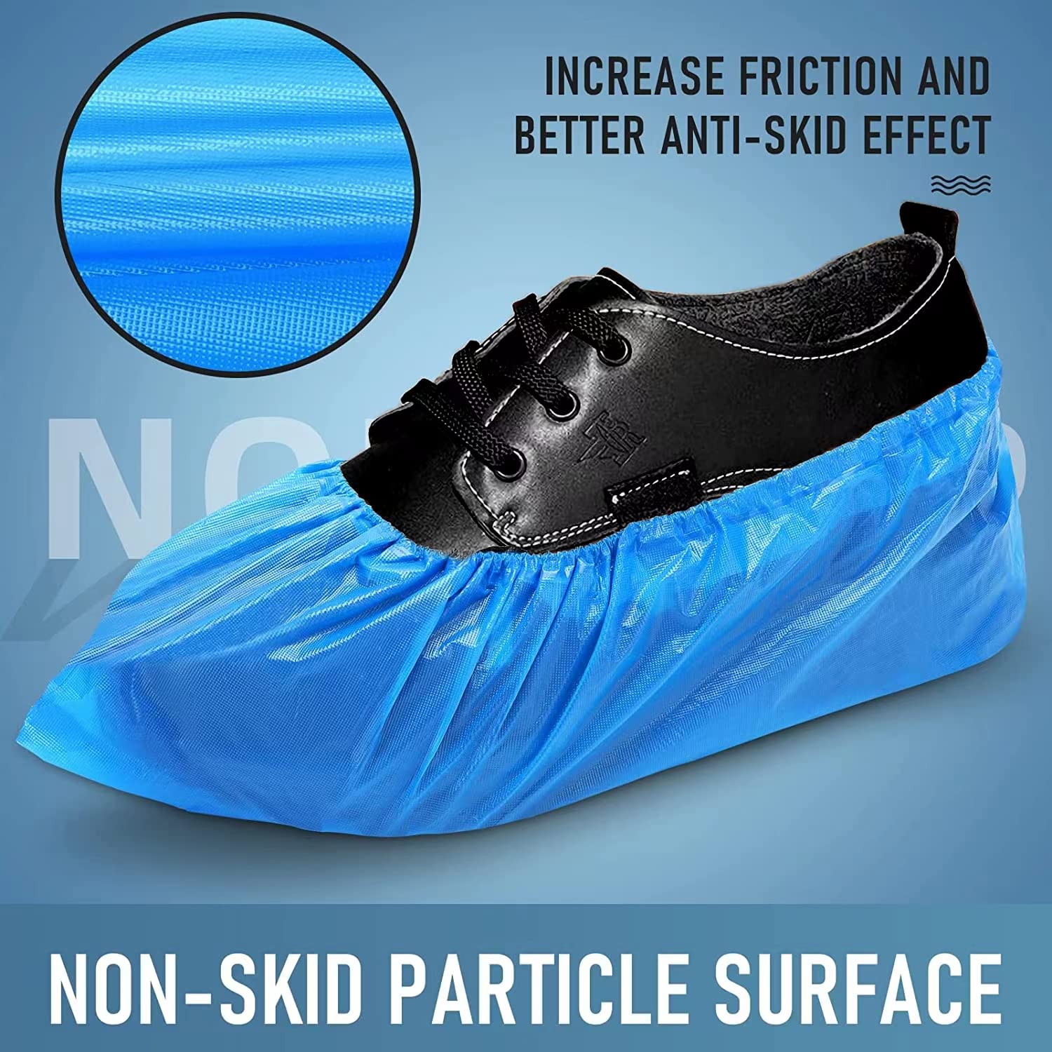 Zfyoung 50 Pack (25 Pairs)Blue Hygiene Boots and Shoe Covers Disposable Non-slip Waterproof Non-slip Durable For Construction, Workplace, Indoor Carpet Floor Protection, One Size Fits Most