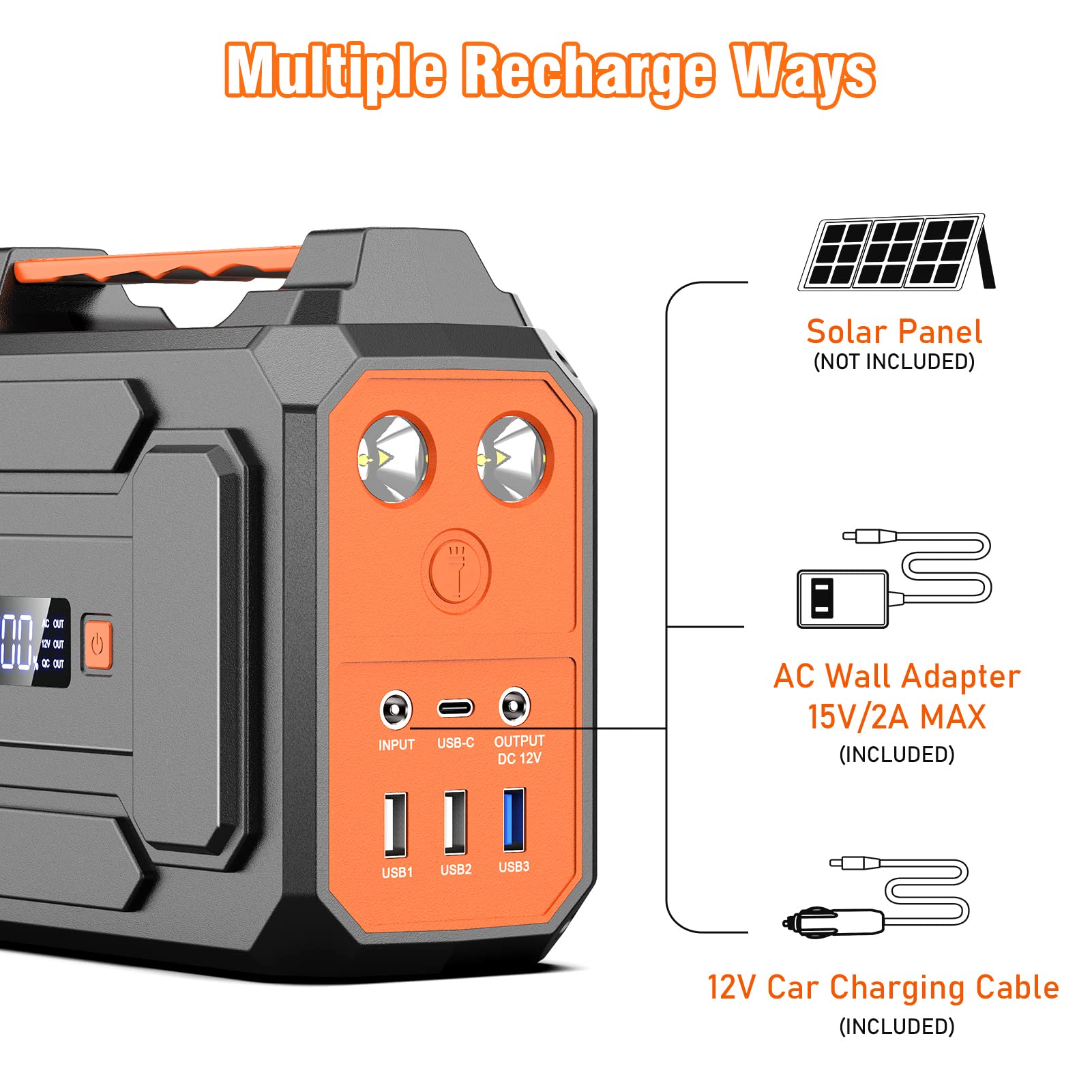ZeroKor Portable Solar Panel 60W and Portable Power Station 100W, Portable Laptop Charger with AC Outlet for Home Use Tent Camping