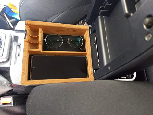 ZHOL Wood Grain Center Console Accessory Organizer Tray, Compatible with Toyota Tacoma 2016 2017 2018 2019 2020 2021 2022 2023 Armrest Box Insert Tray