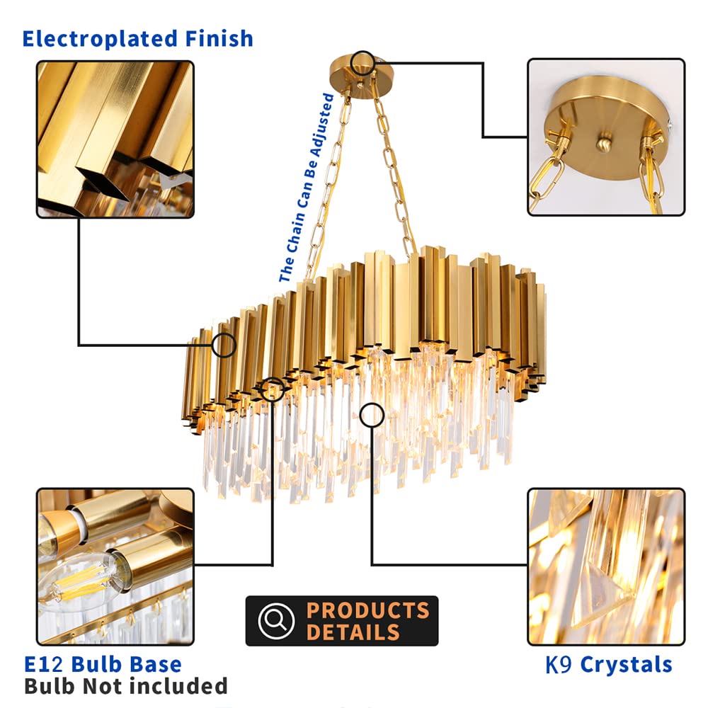 ZIROOPLUS 8 Light Modern Chandeliers Crystal Chandelier Pendant Lights Fixture for Dining Room, Bathroom, Bedroom, Living Room, Pool Table Light E12 Bulb Required