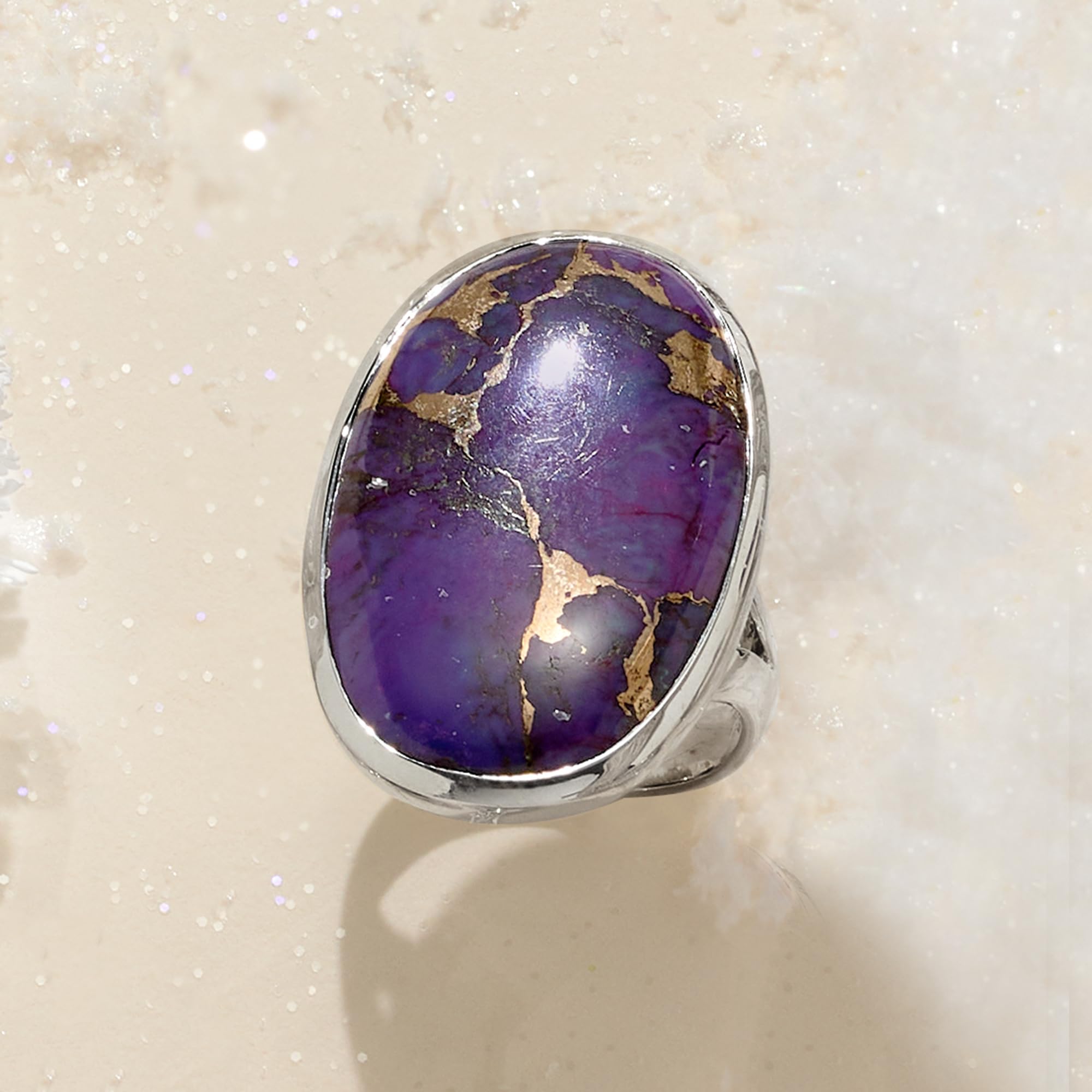 Ross-Simons Oval Purple Turquoise Ring in Sterling Silver. Size 8