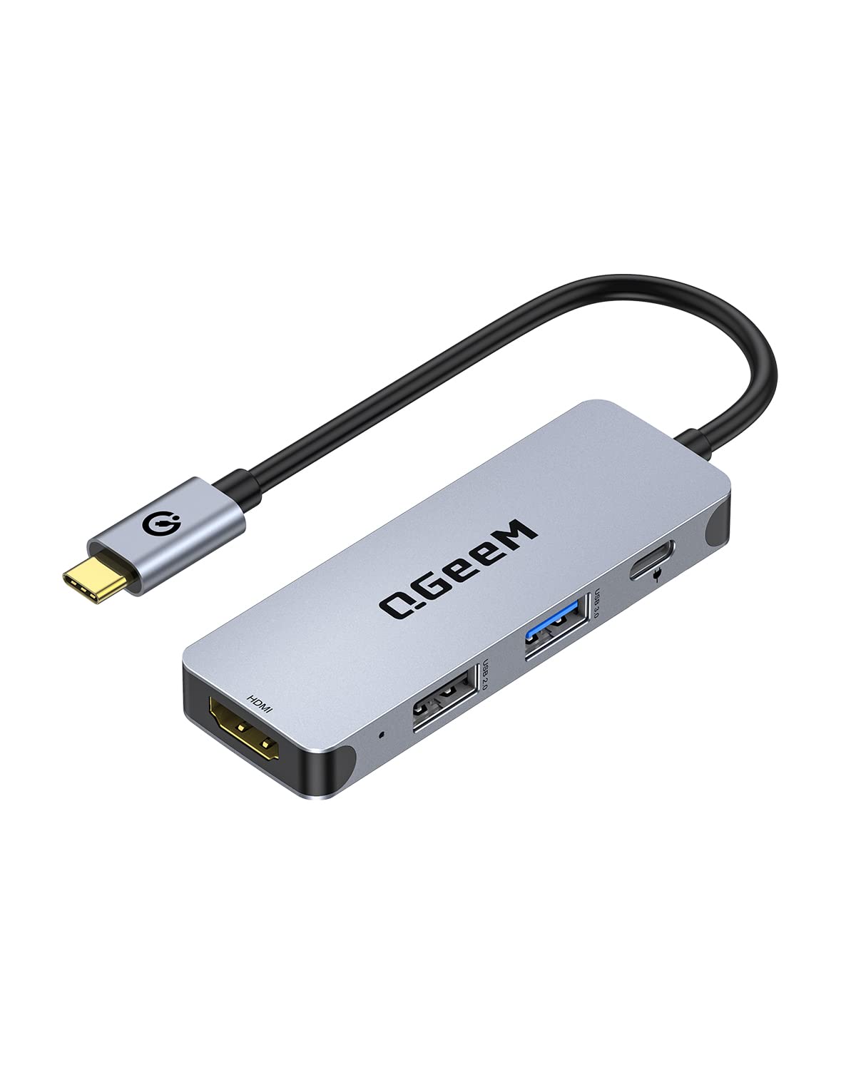USB C Hub, QGeeM 4-in-1 USB C to HDMI Adapter with 4K USB C to HDMI Hub,100W Power Delivery,USB 3.0,Thunderbolt 3 Hub Compatible for MacBook Pro, XPS, iPad Pro,More Type C Devices