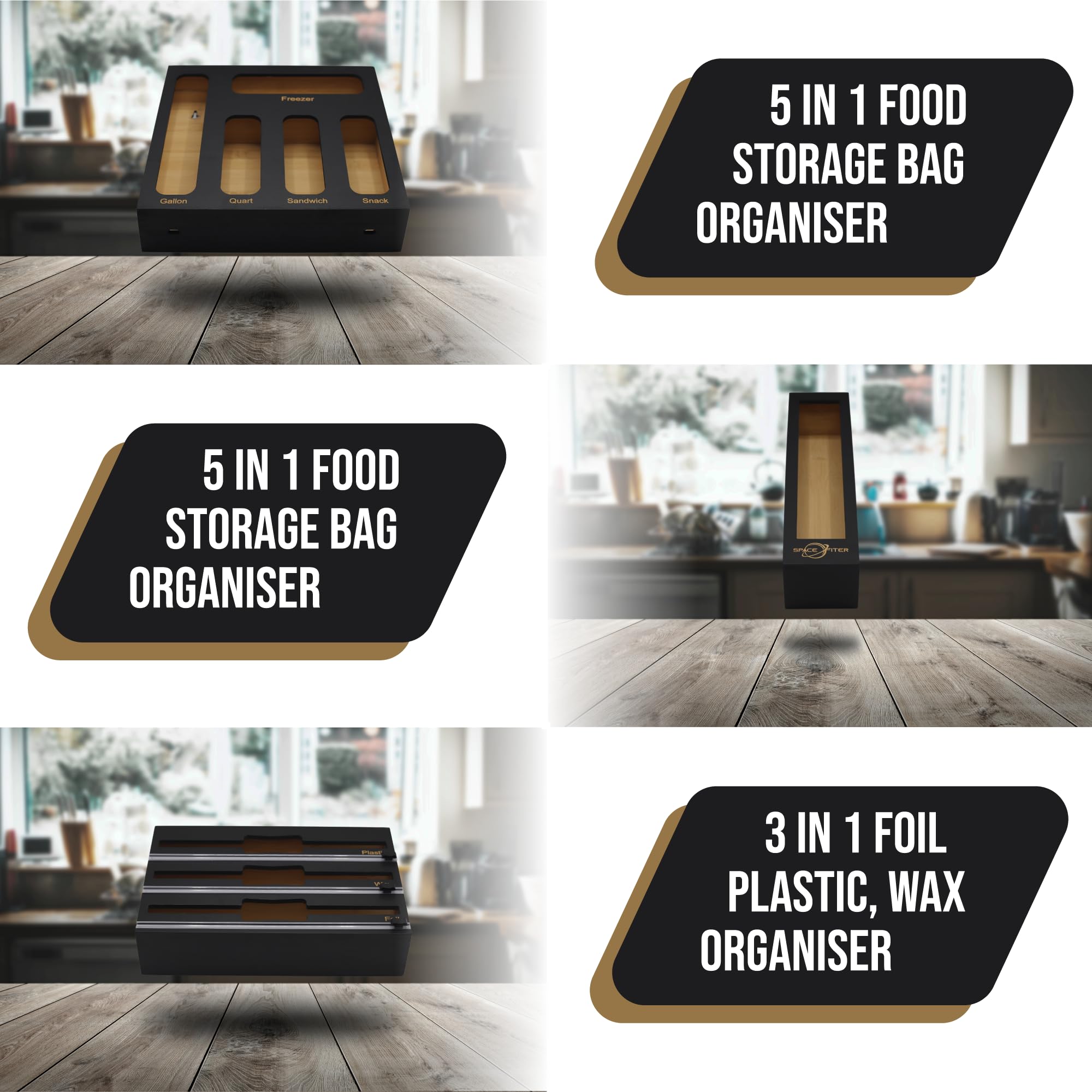 Ziplock Bag Organizer - 9 IN 1 Bamboo Foil and Plastic Wrap Organizer for Drawer - Space-Saving Storage Bag Organizer for Easy Access - Perfect Plastic, Ziploc, Foil & Sandwich Bag Organizer